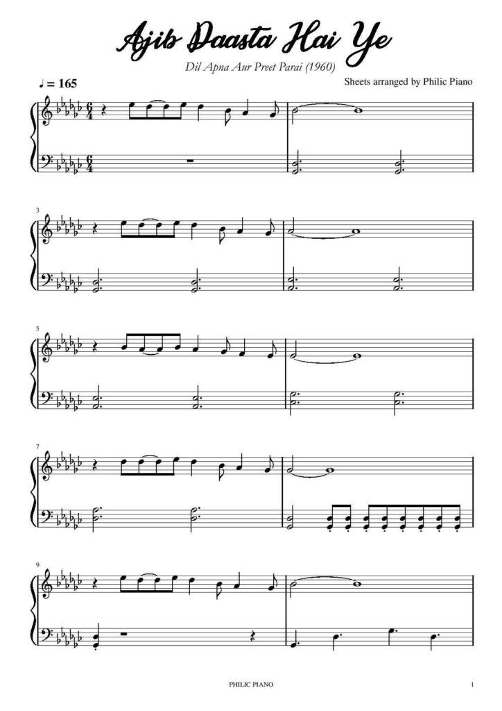 Ajib Daasta Hai Ye | Piano Notes/Sheets/MIDI | Philic Piano