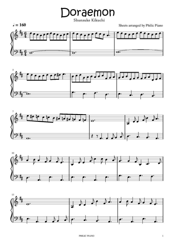 Doraemon Theme Song | Piano Notes/Sheets/MIDI | Philic Piano