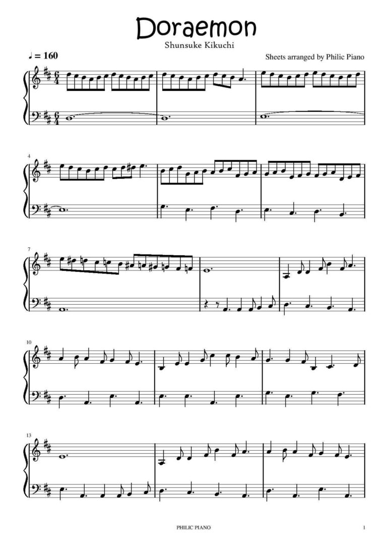 Doraemon Theme Song | Piano Notes/Sheets/MIDI | Philic Piano