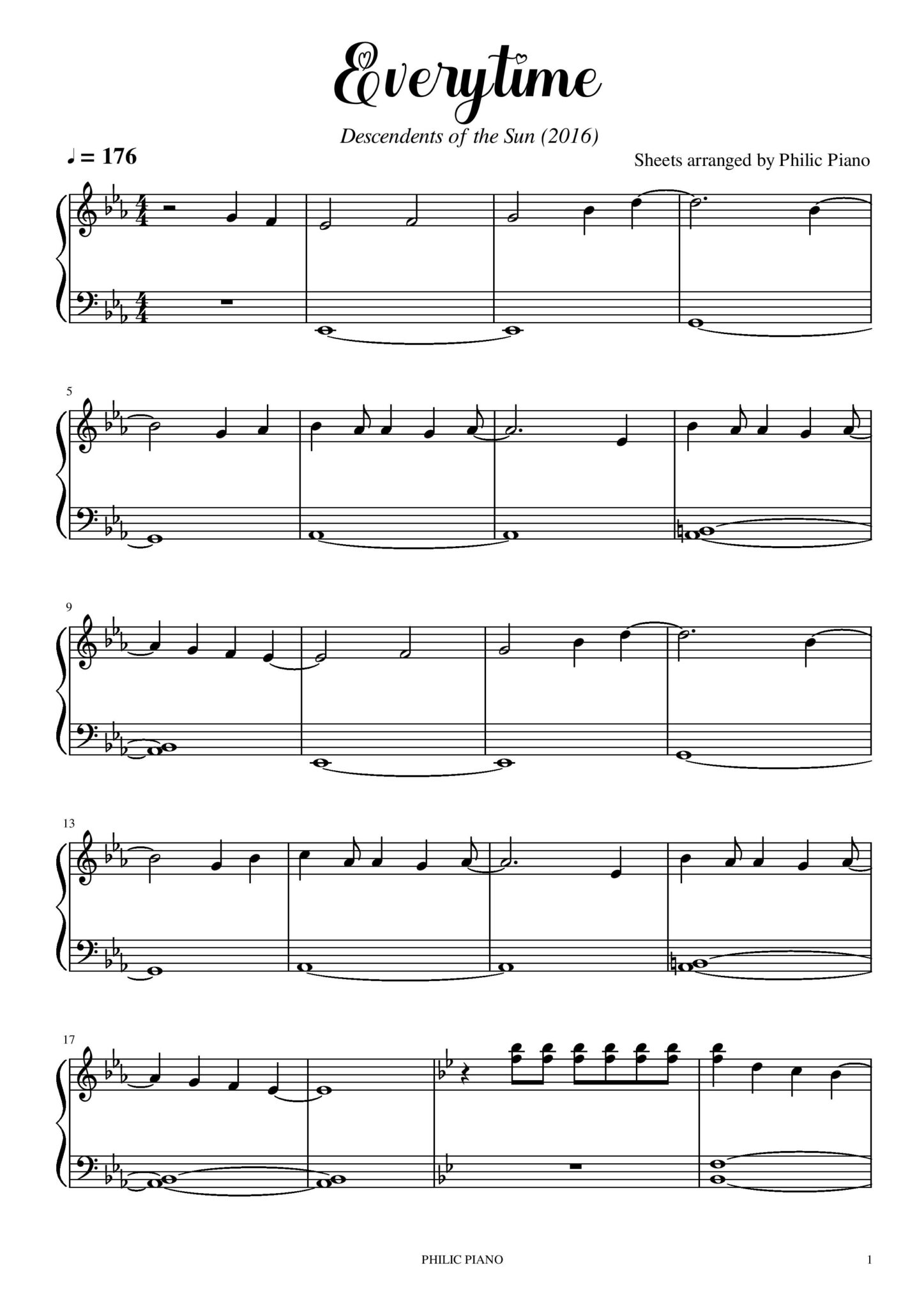 Everytime | Piano Notes/Sheets/MIDI | Philic Piano