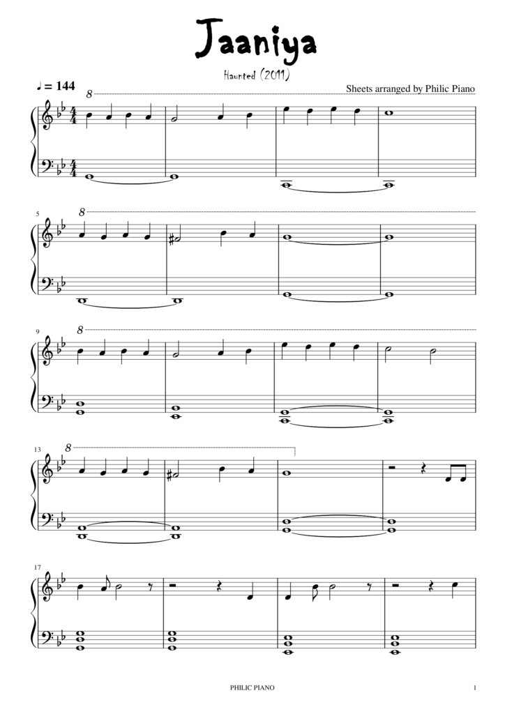 Jaaniya | Piano Notes/Sheets/MIDI | Philic Piano