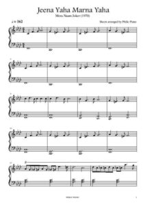 Jeena Yahan Marna Yahan | Piano Notes/Sheets/MIDI