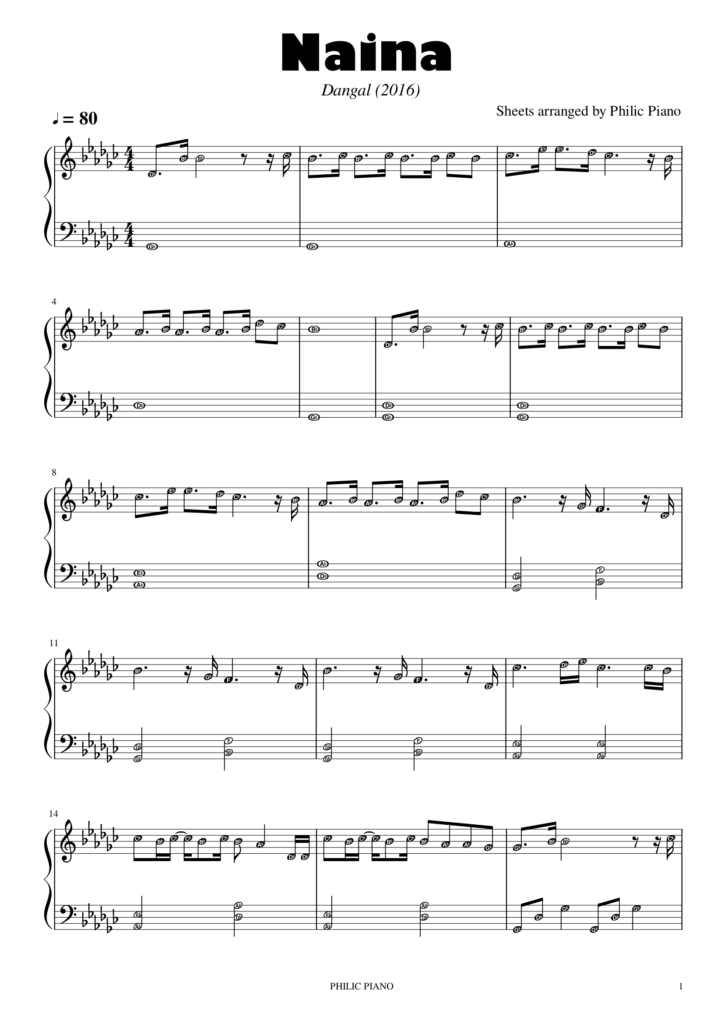 Naina | Piano Notes/Sheets/MIDI | Philic Piano