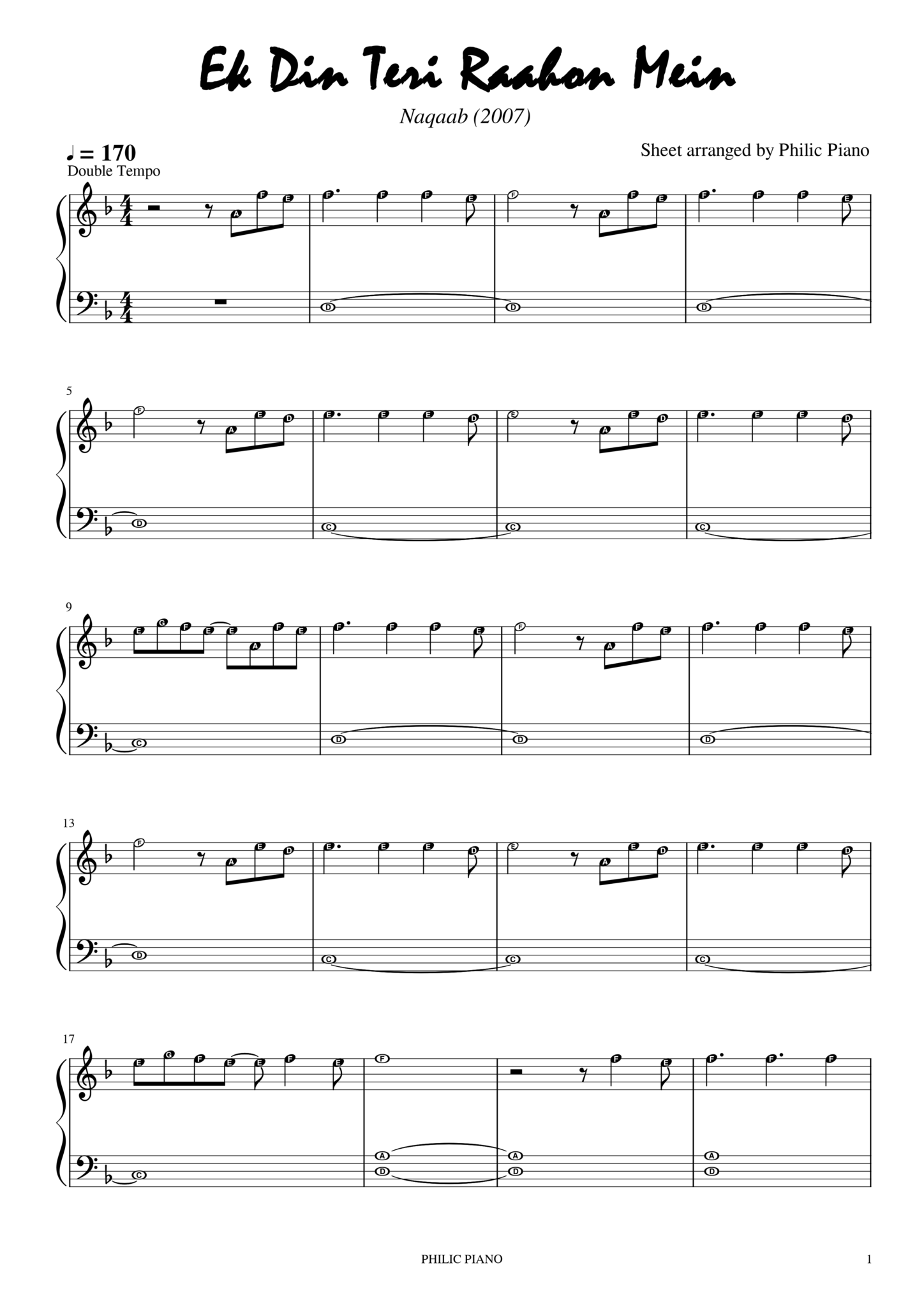 Ek Din Teri Raahon Mein | Piano Notes/Sheets/MIDI | Philic Piano