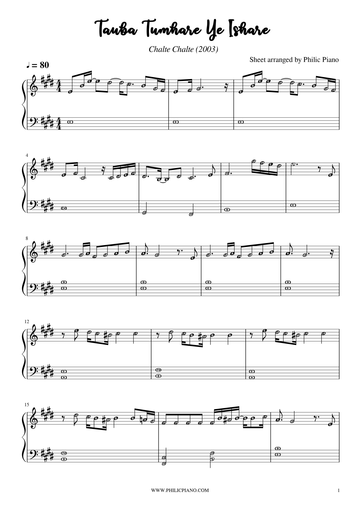 Tauba Tumhare Ye Ishare | Piano Notes/Sheets/MIDI | Philic Piano