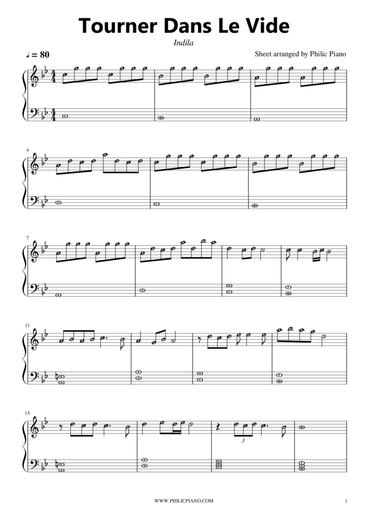 Tourner Dans Le Vide | Piano Notes/Sheets/MIDI