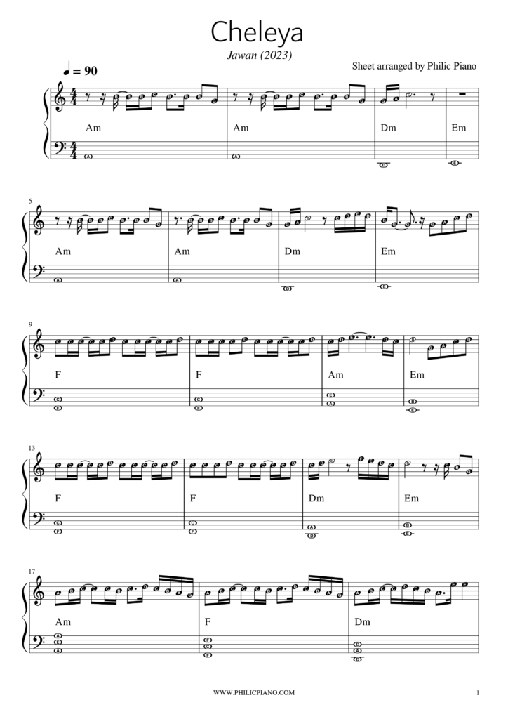 Chaleya | Piano Notes/Sheets/MIDI | Philic Piano