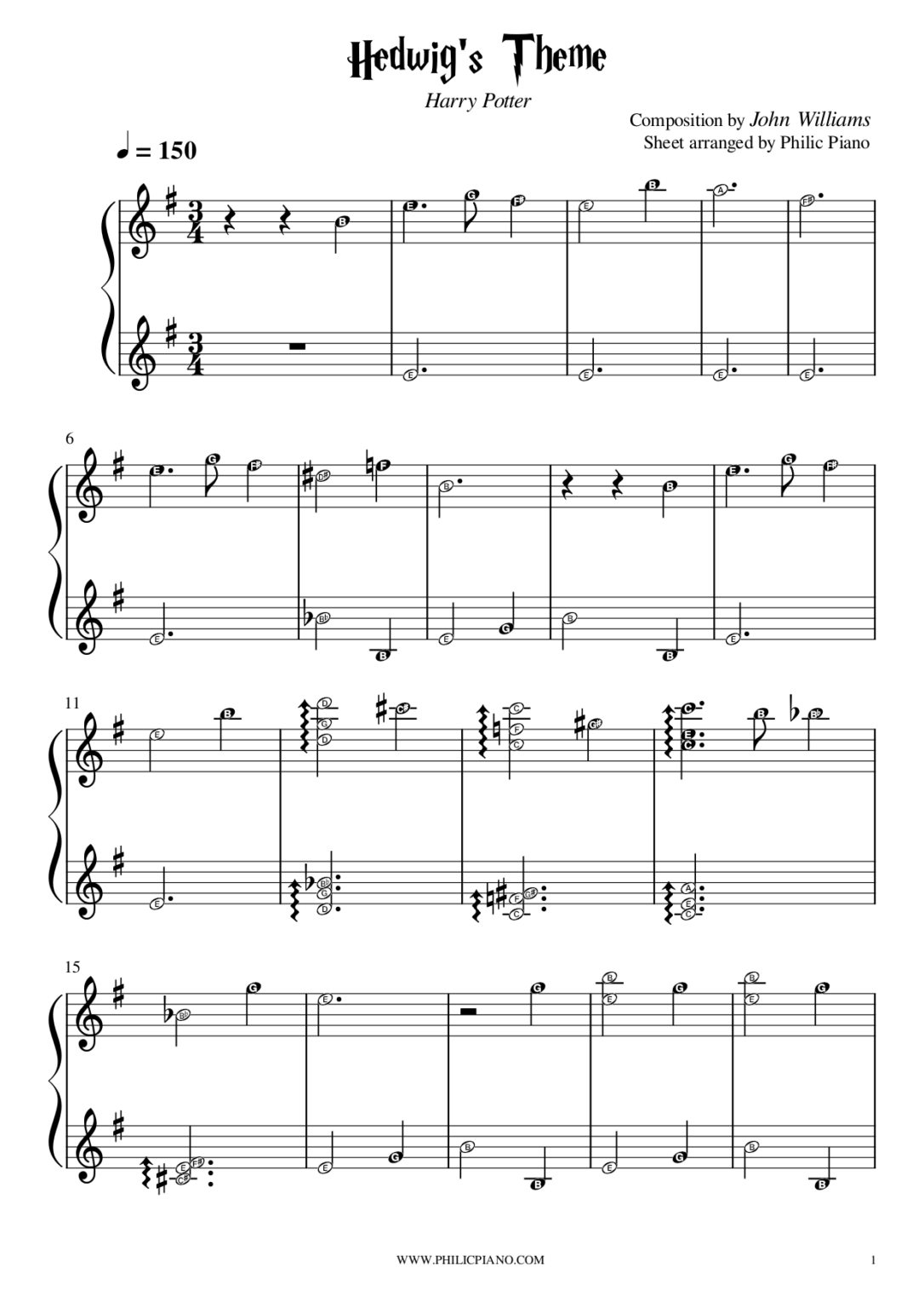 Hedwig's Theme | Piano Notes/Sheets/MIDI | Philic Piano