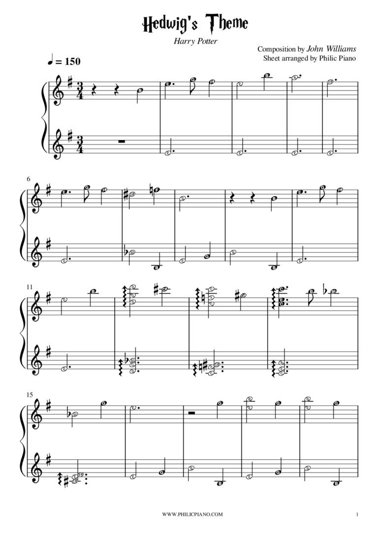 Hedwig's Theme | Piano Notes/Sheets/MIDI | Philic Piano